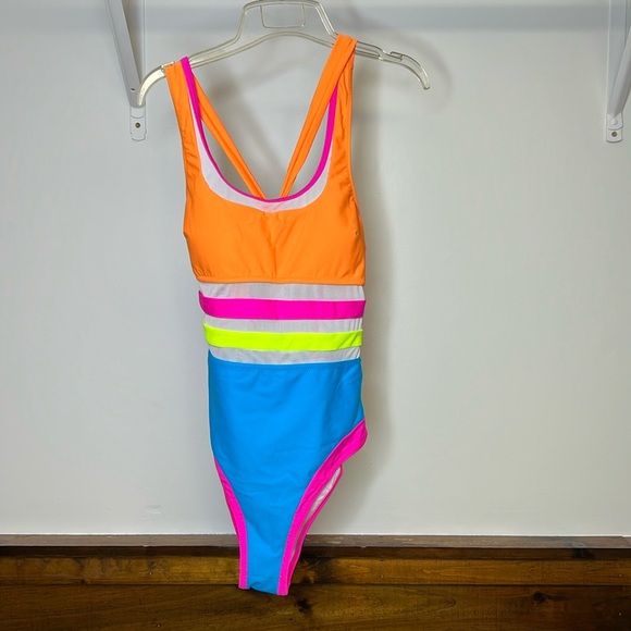 Cupshe | Swim | Nwt Cupshe Neon Colorblock One Piece Swimsuit S | Poshmark